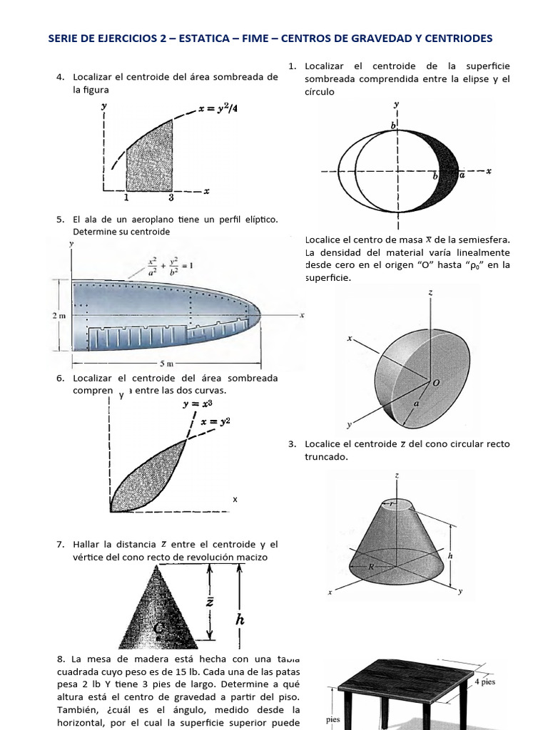 Ejercicios de Centroides y Gravedad | PDF | Geometría | Ingeniería mecánica