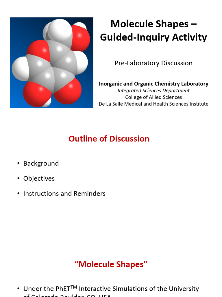 MT-MLS 104L Molecule Shapes PRELAB | PDF | Science & Mathematics