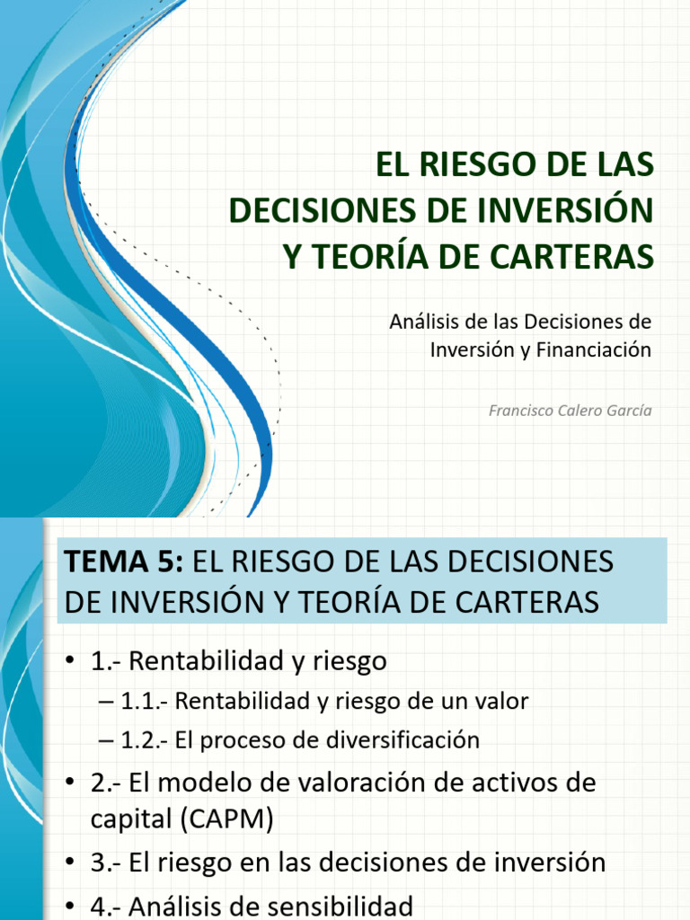 Tema 5a | PDF | Modelo de fijación de precios de activos de capital | Tasa interna de retorno