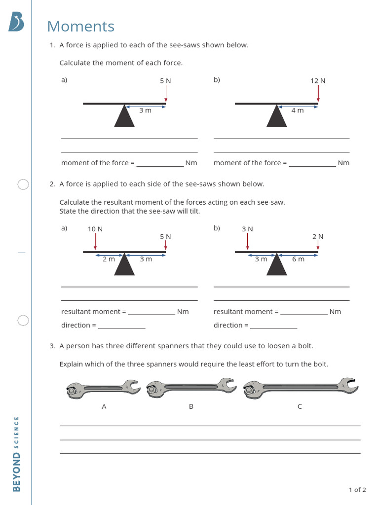 Moments Worksheet Higher | PDF | Science & Mathematics