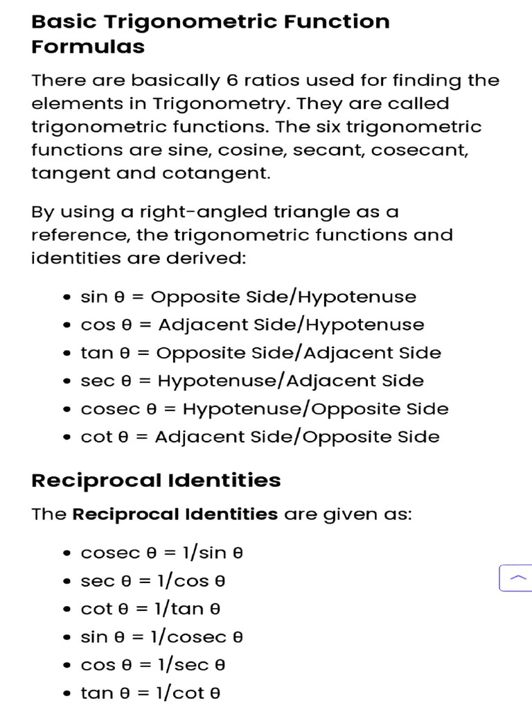 Trigonometry Formulaes | PDF | Trigonometric Functions | Trigonometry