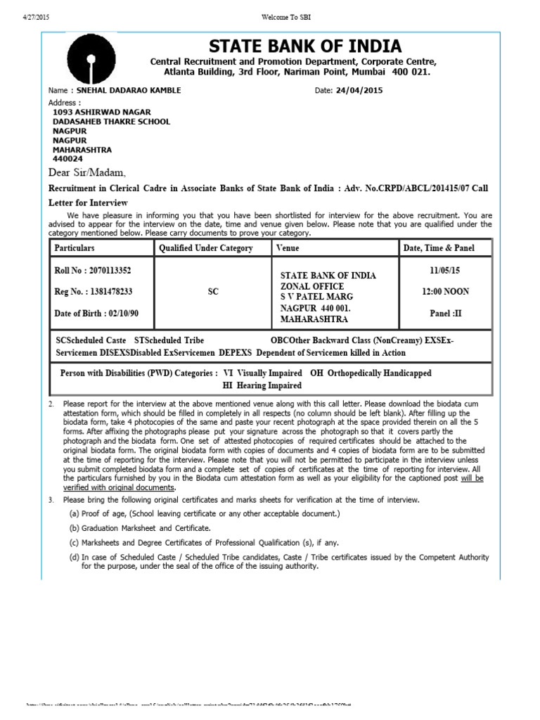 SBI Interview | PDF | Government Of India | Government