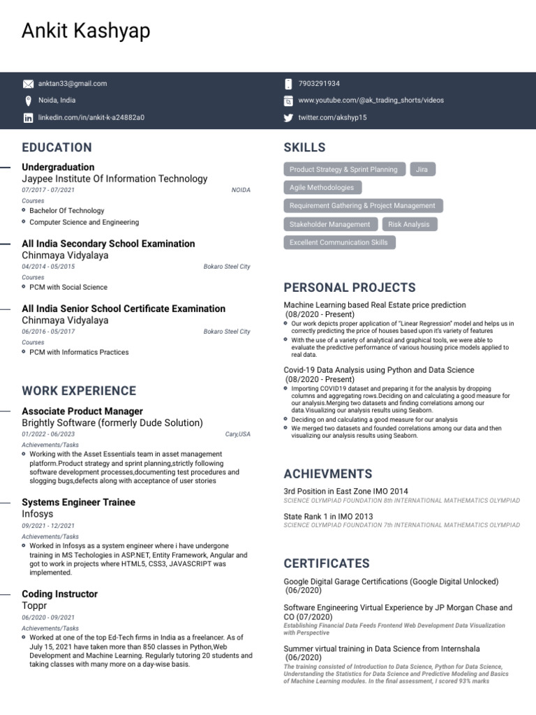 Ankit's Resume | PDF | Data | Computer Science