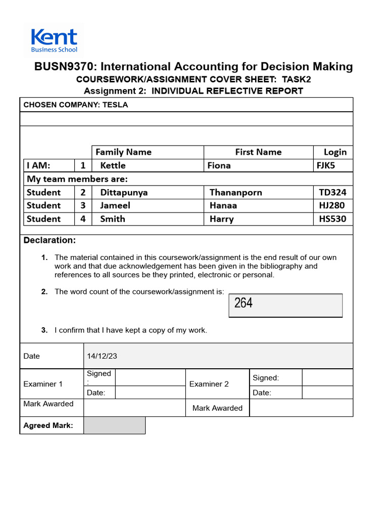 FJK5 - BUSN9370 Assignment 2 Task 2 | PDF
