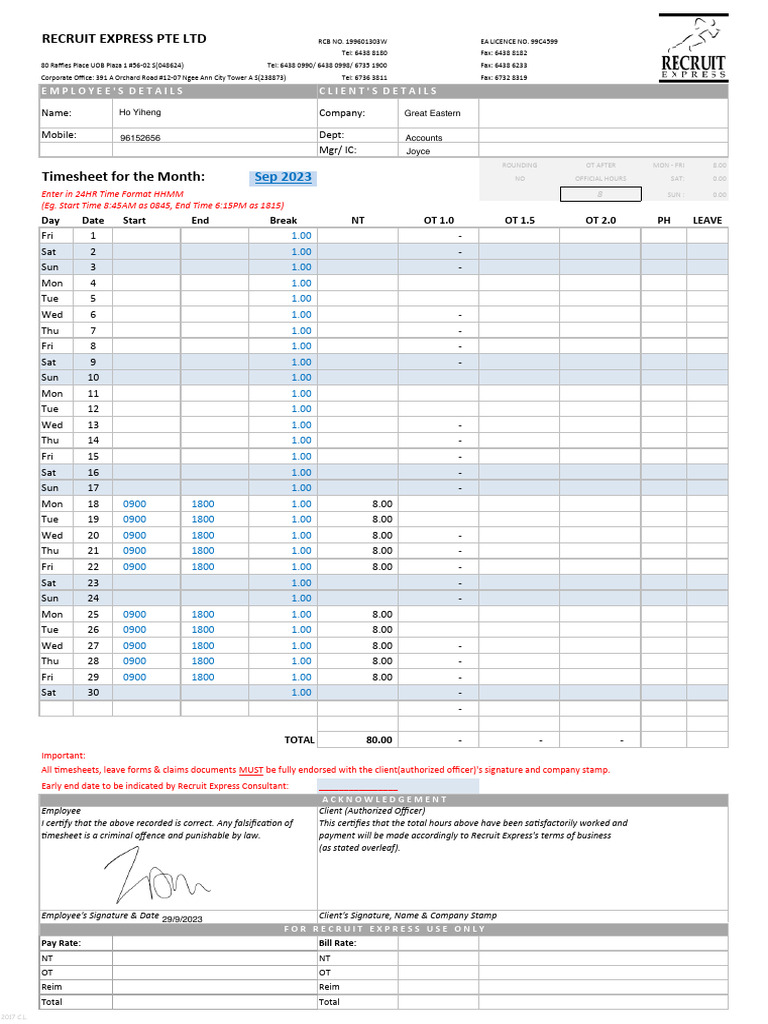 Timesheet - OT After 8 Hrs - Special - GE-1 | PDF