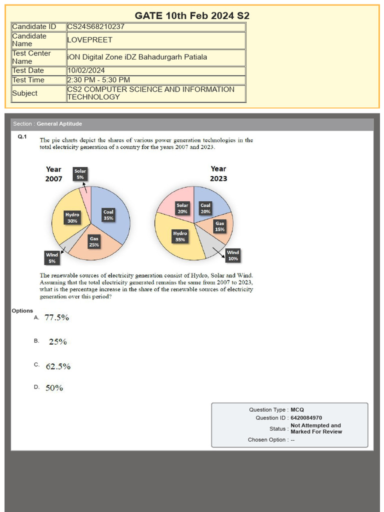 Gate 2024 | PDF | Multiple Choice | Data Collection