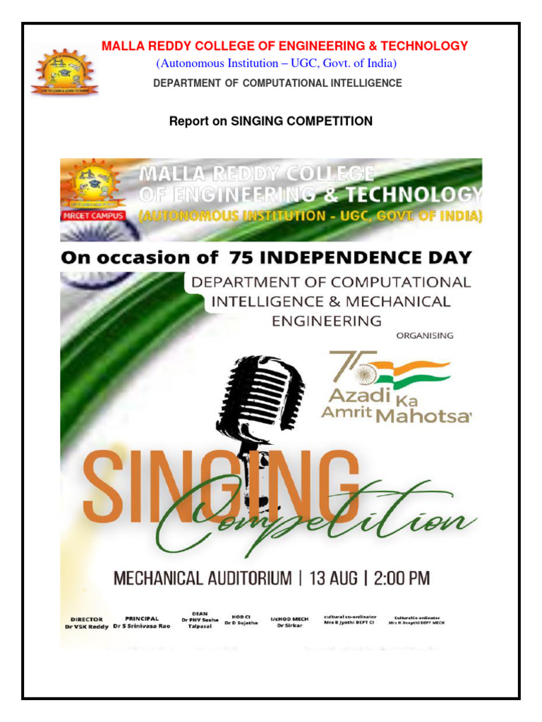 Report On Singing Compitition | PDF