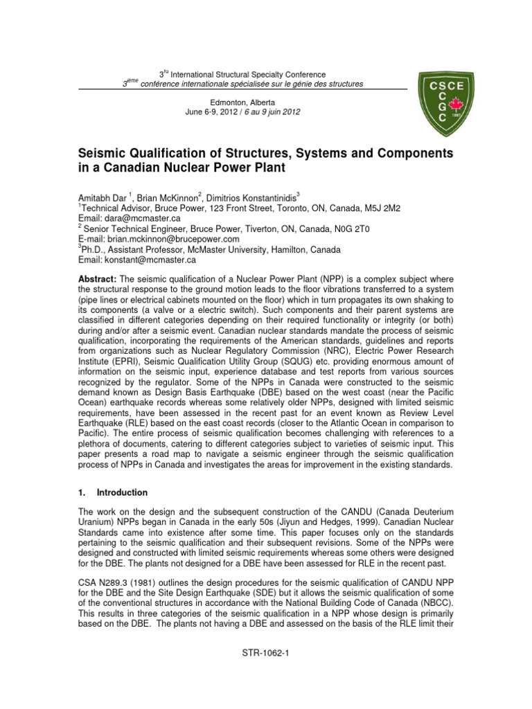 Seismic Qualification of Structures Syst | PDF | Nuclear Power Plant ...