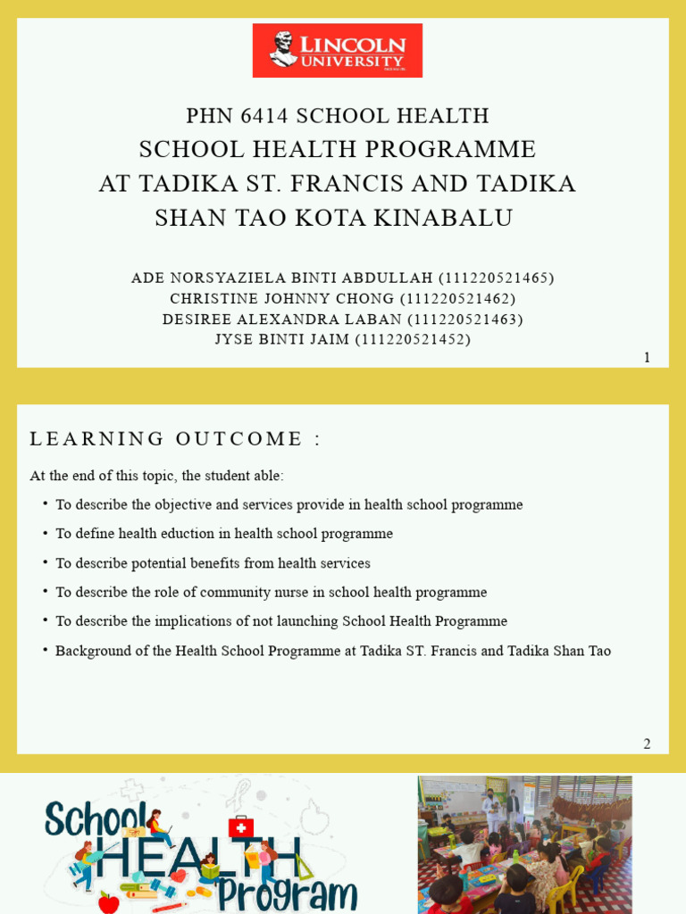 PHN 6414 School Health School Health Programme | PDF | Health Education ...