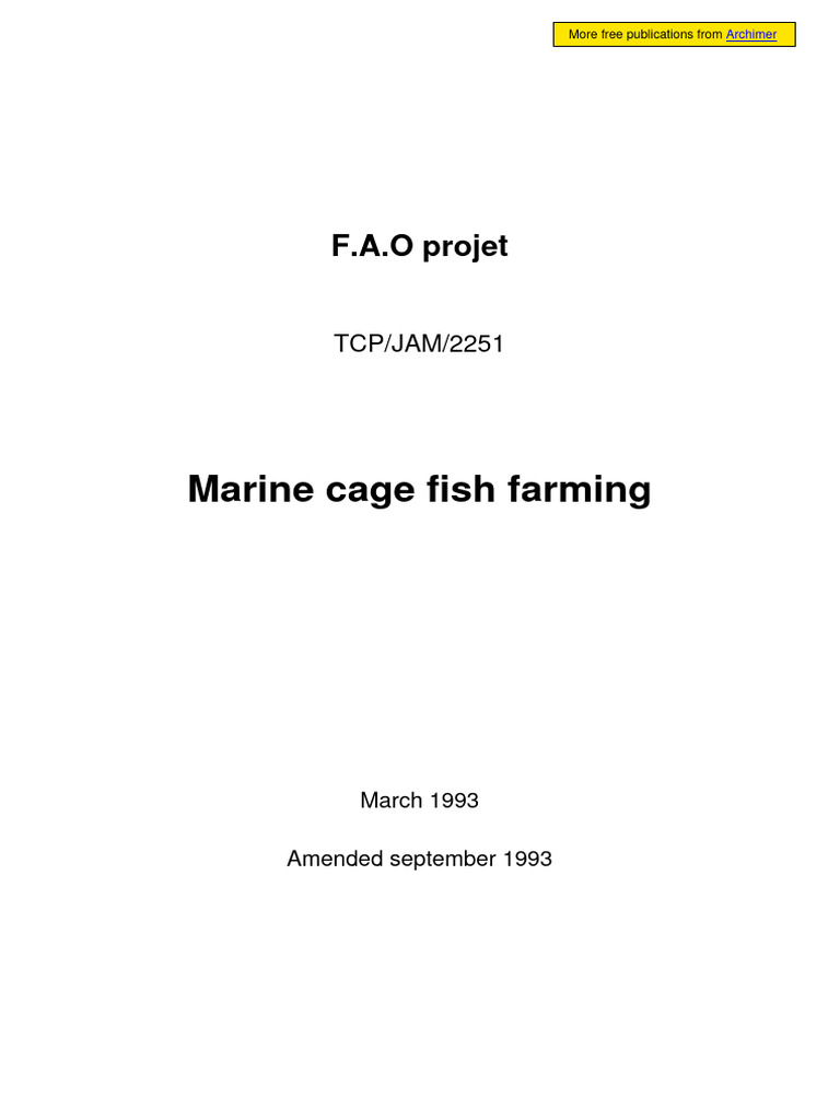 Marine Cage Fish Farming | PDF | Aquaculture | Fishery