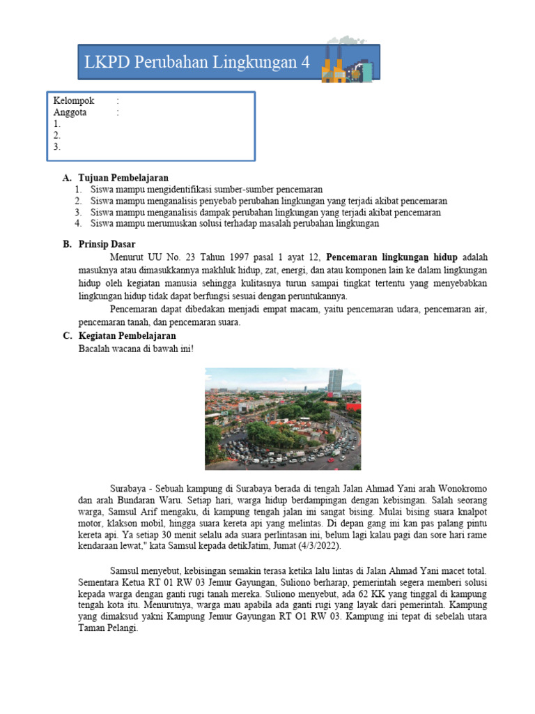 LKPD 4 Pencemaran Lingkungan | PDF