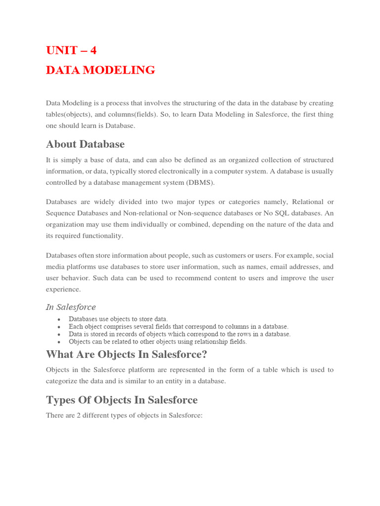 Unit-4, Data Modeling | Download Free PDF | Databases | Object (Computer Science)
