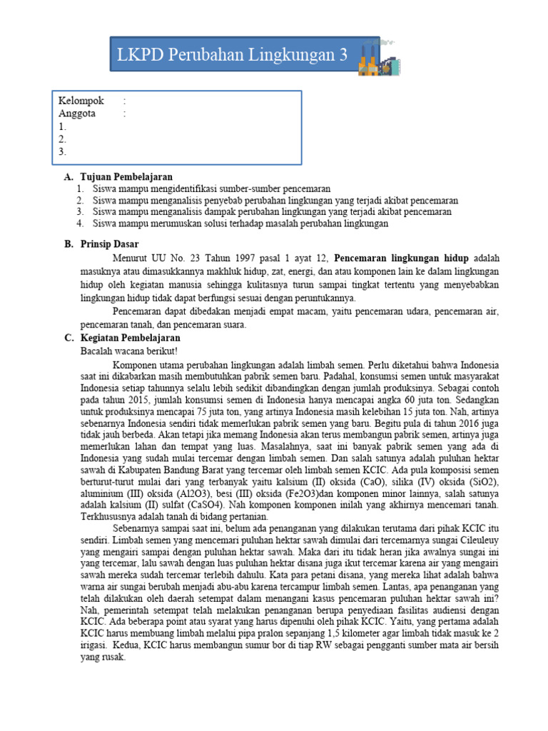 LKPD 3 Pencemaran Lingkungan | PDF
