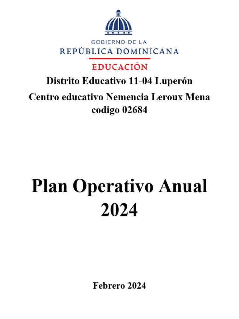Portada Poa 2024 Centro Educativo | PDF | Evaluación | Plan de estudios