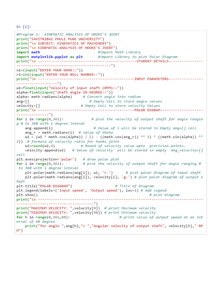 Python Program | PDF | Kinematics | Acceleration