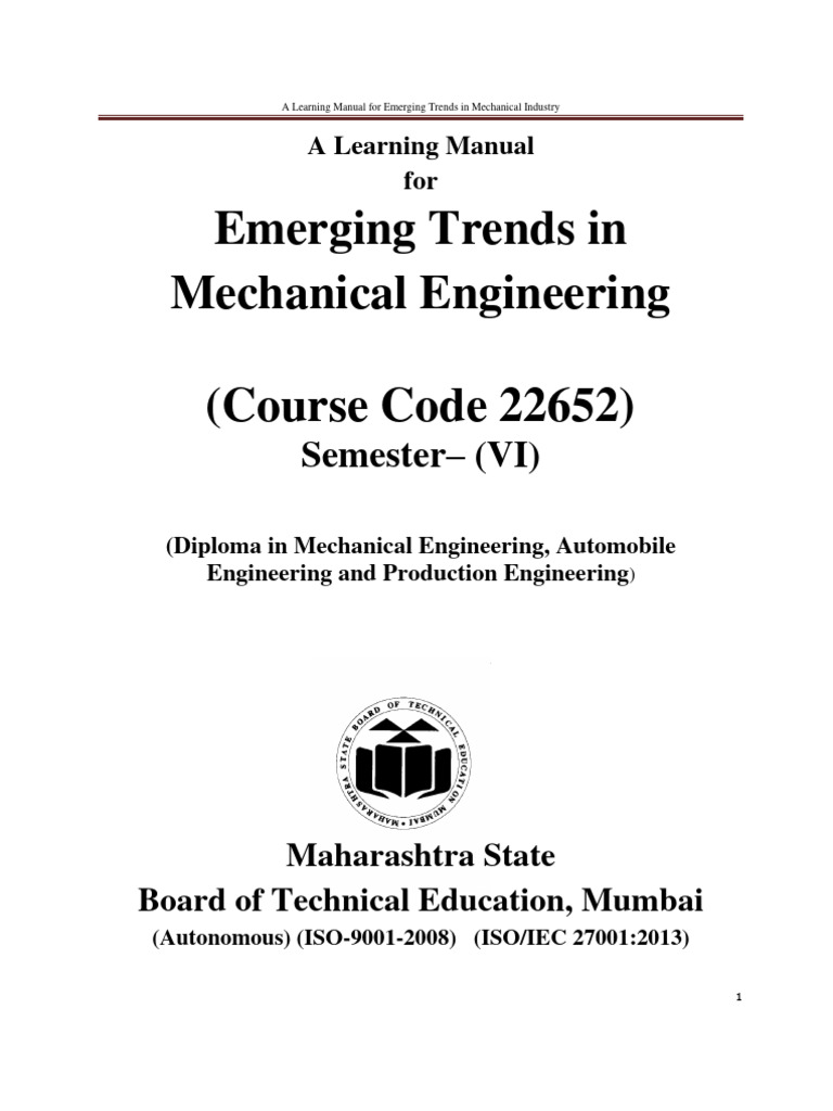 Emerging Trends in Mechanical Engineering | PDF