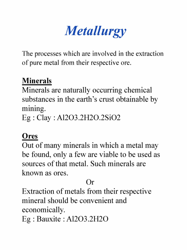 Metallurgy (IITian Notes - Kota) | PDF