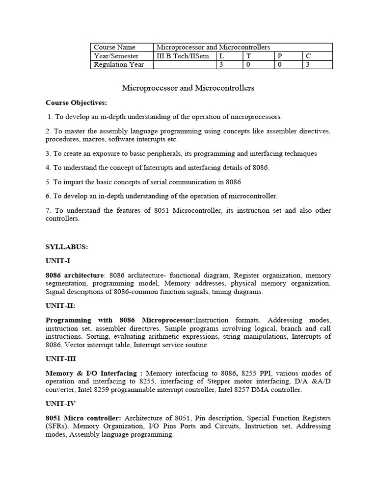 1microprocessors & Microcontrollers | PDF | Microcontroller | Assembly Language