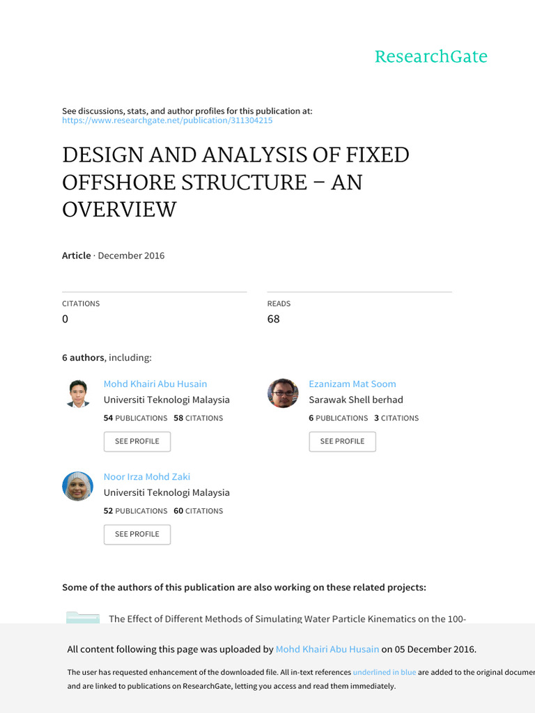 Mjce - Design and Analysis of Fixed Offshore Structure - An Overview ...