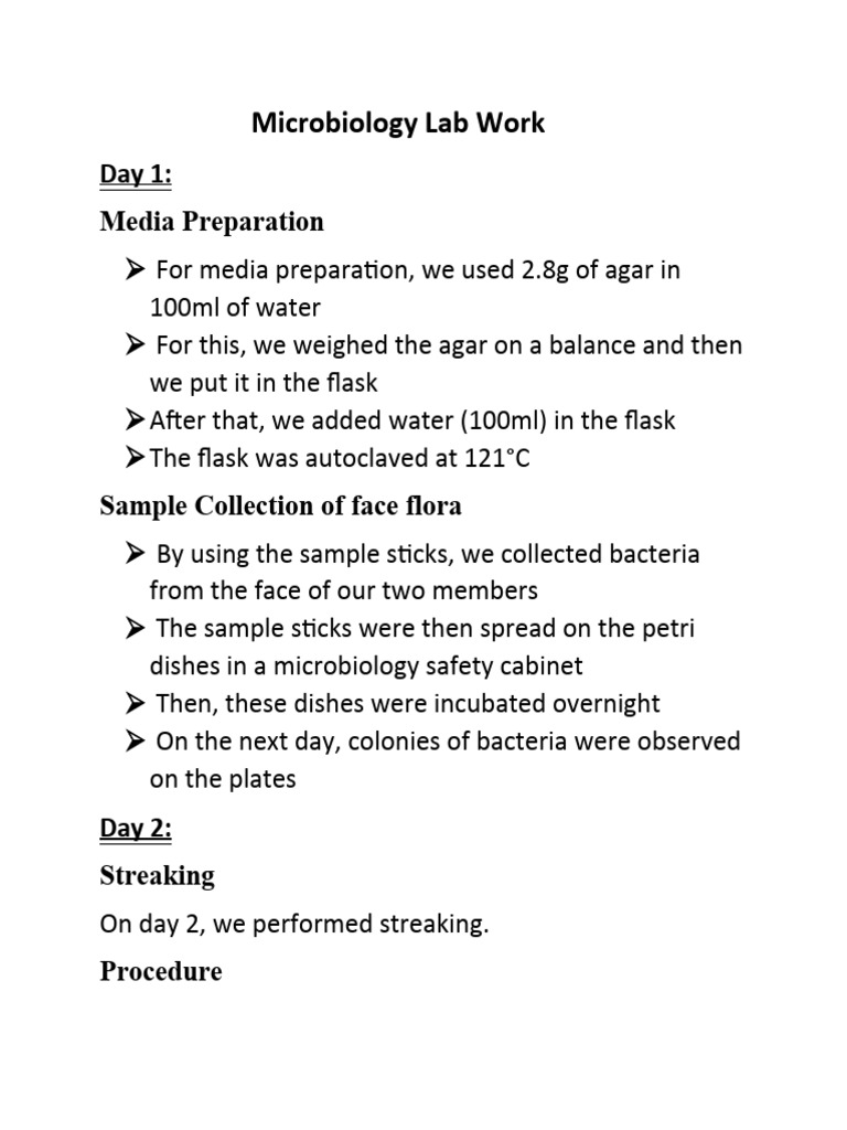 Microbiology Lab Work | PDF Microbiology Lab Work | PDF
