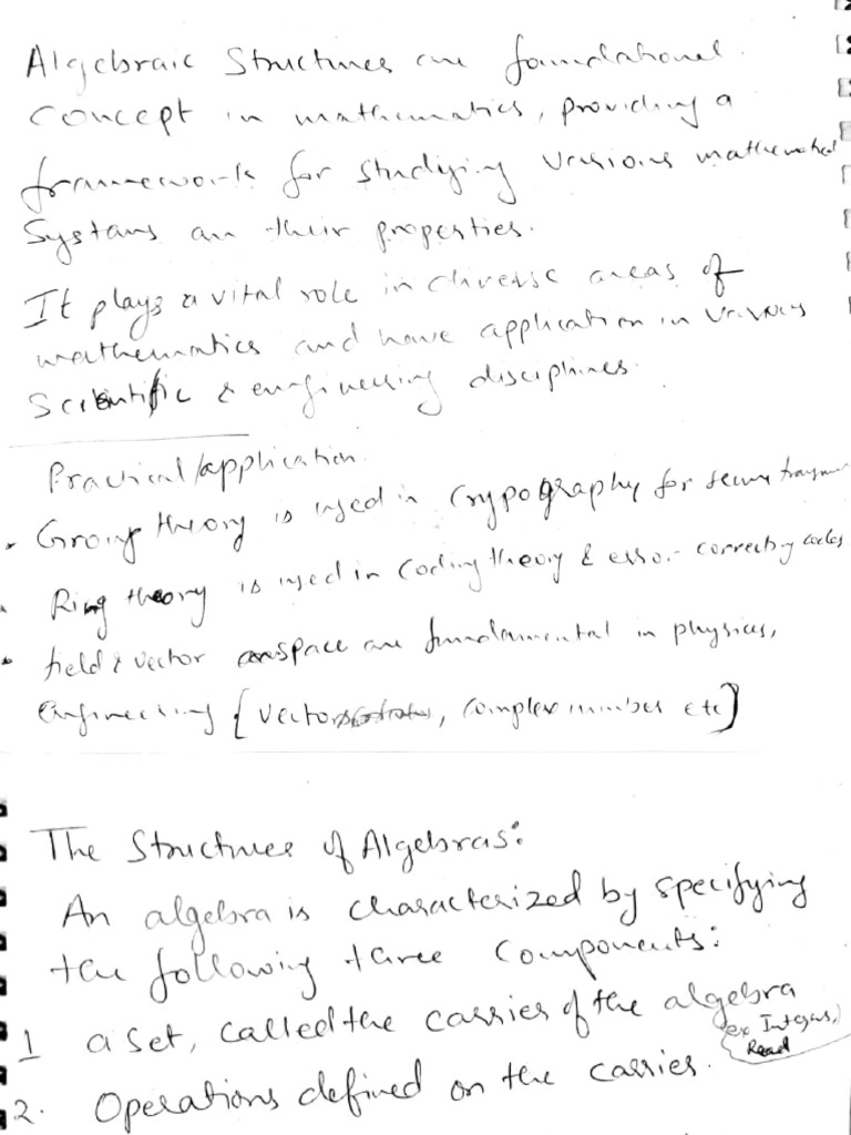 Algebraic Structure Notes 1 | PDF