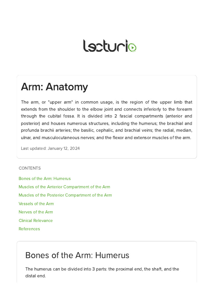 Arm - Anatomy - Lecturio | PDF | Arm | Elbow