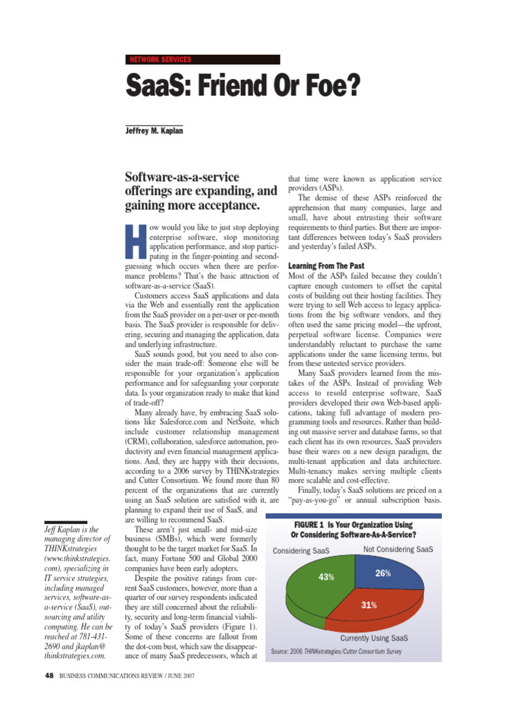 SaaS Friend or Foe | PDF | Software As A Service | Information ...