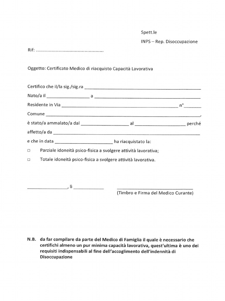 Certificato Medico | PDF
