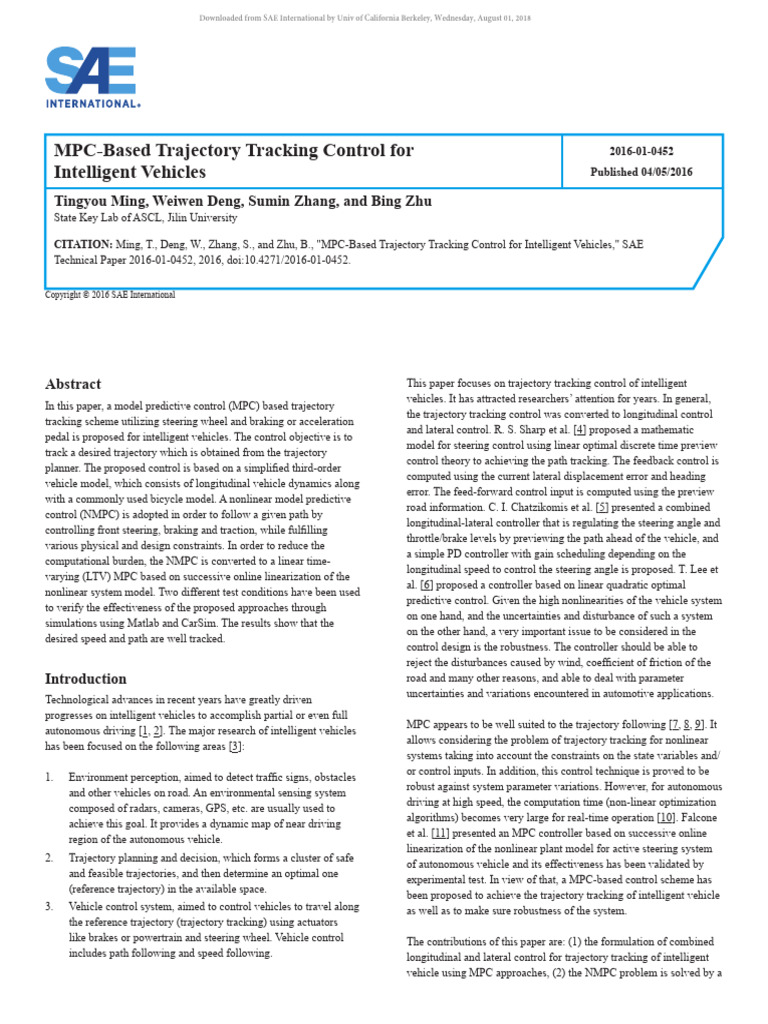 MPC Based Trajectory Tracking Control | PDF | Mathematical Optimization ... MPC Based Trajectory Tracking Control | PDF | Mathematical Optimization ...
