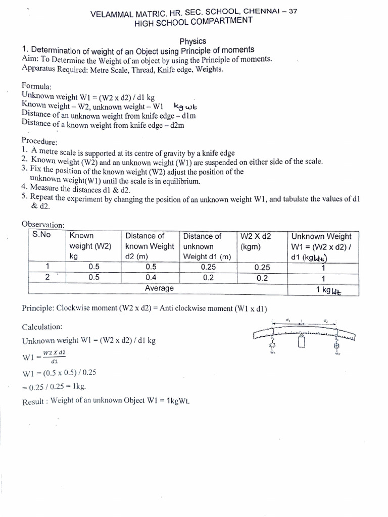 Physics Experiments: Weight, Focal Length, Resistivity | PDF | Weight ...