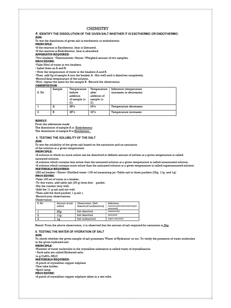 Chemistry Practical Procedure | PDF