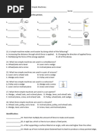 3rd Grade - Simple Machines Worksheet | PDF | Machines | Equipment