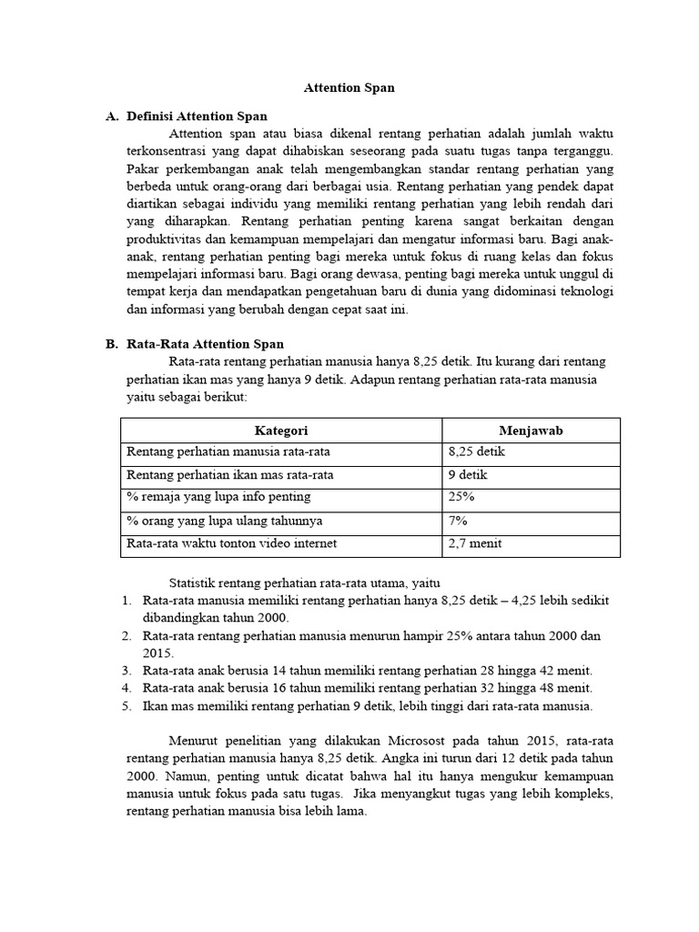 Attention Span | PDF