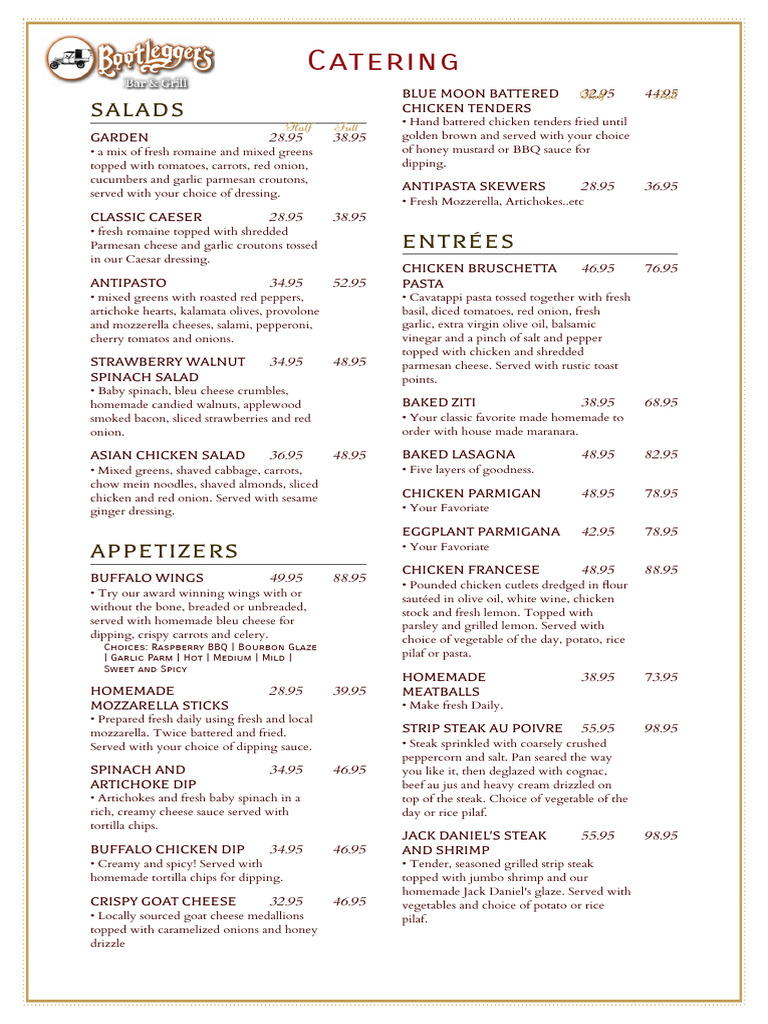 Bootleggers Catering Menu Final | PDF