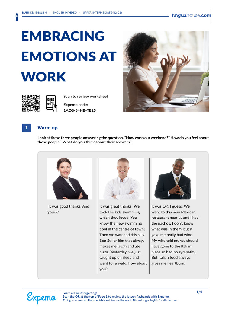 Embracing Emotions at Work British English Teacher | PDF | Emotions ...