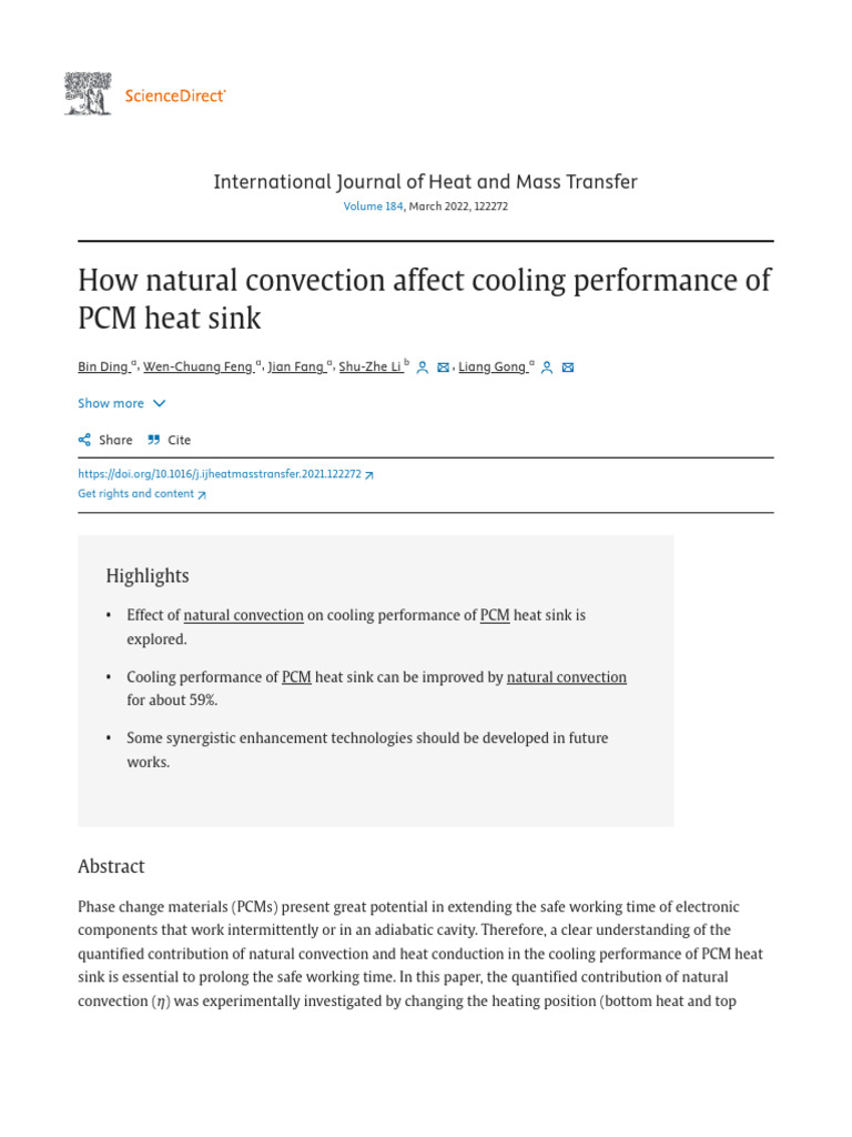 How Natural Convection Affect Cooling Performance of PCM Heat Sink ...