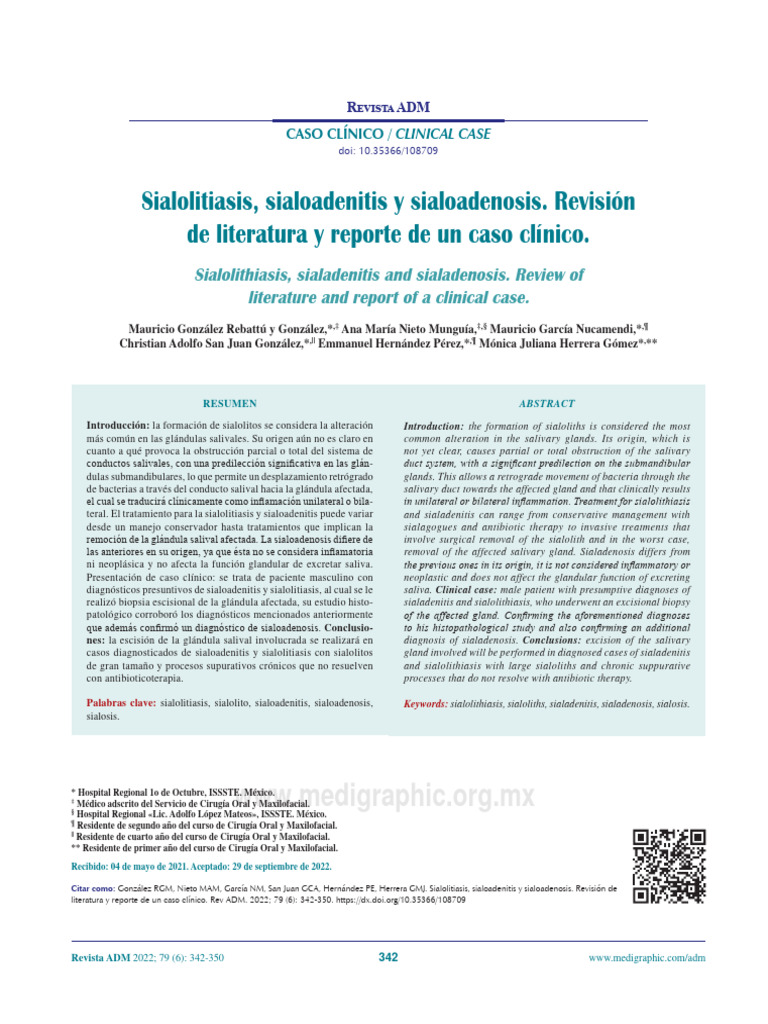 Sialolitiasis, Sialoadenitis y Sialoadenosis. Revisión de Literatura y ...