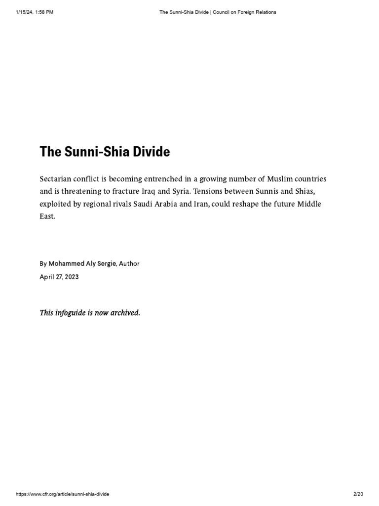 Sergie - The Sunni-Shia Divide | PDF | Sectarianism | Shia Islam