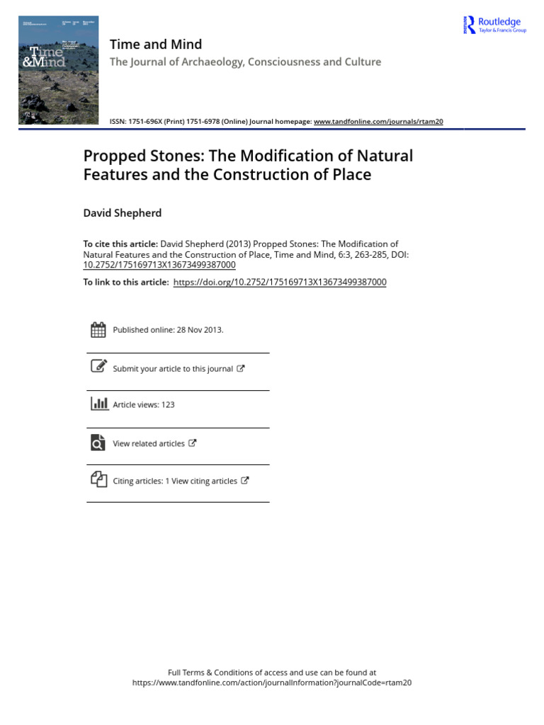 Propped Stones The Modification of Natural Features and The Construction of Place | PDF ...