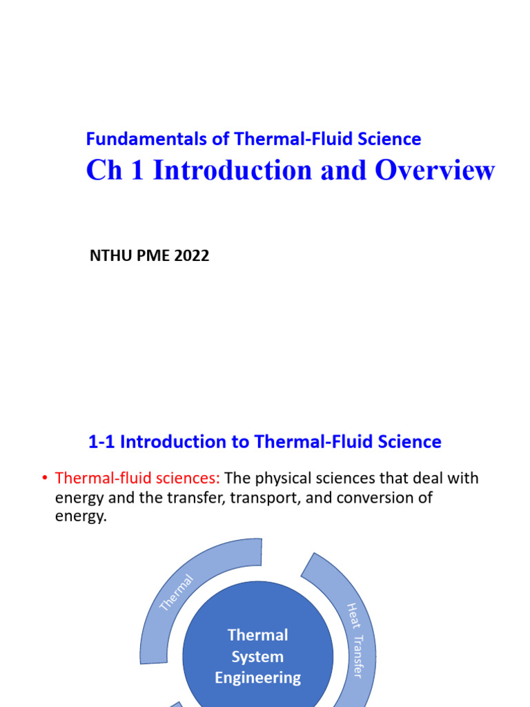 CH 1 Introduction and Overview: Fundamentals of Thermal-Fluid Science | PDF