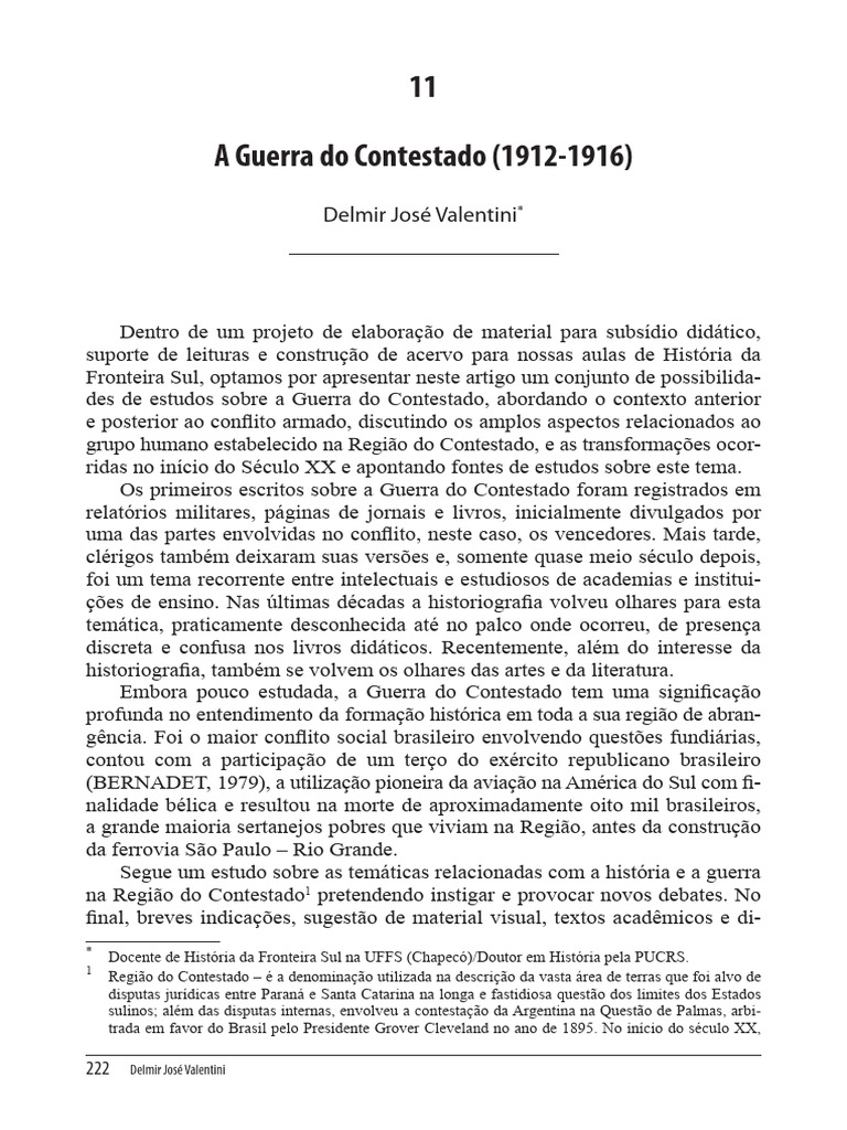 Estudo sobre a Guerra do Contestado | PDF | Brasil | América do Sul