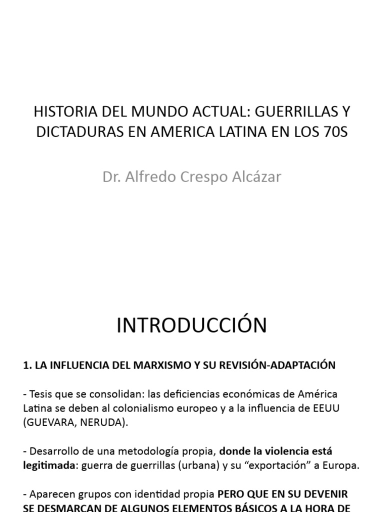 Mundo Actual Guerrillas y Dictaduras en América Latina | PDF | Guerra ...