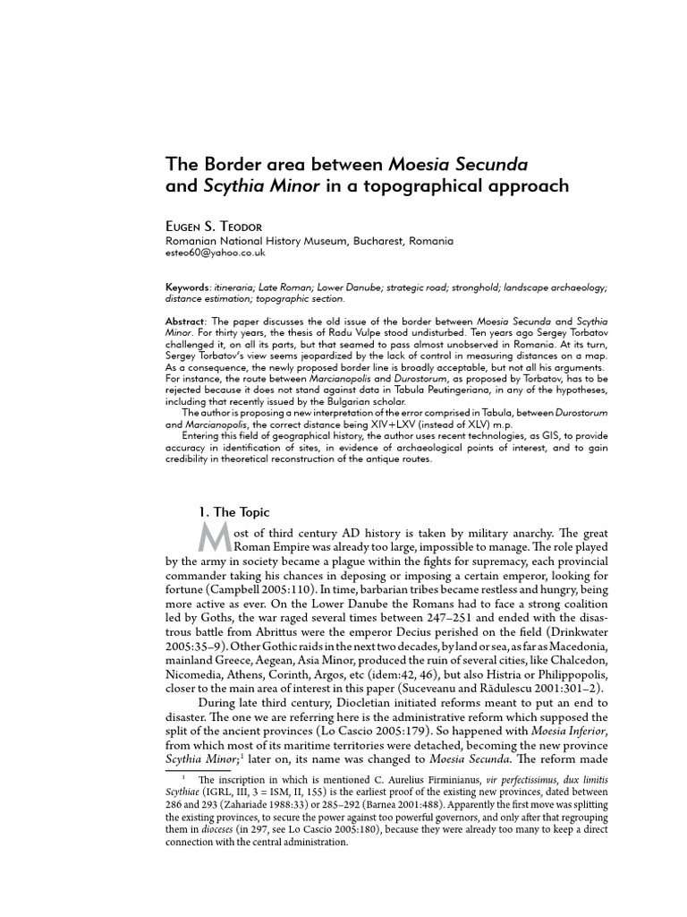 The Border Area Between Moesia Secunda A | PDF