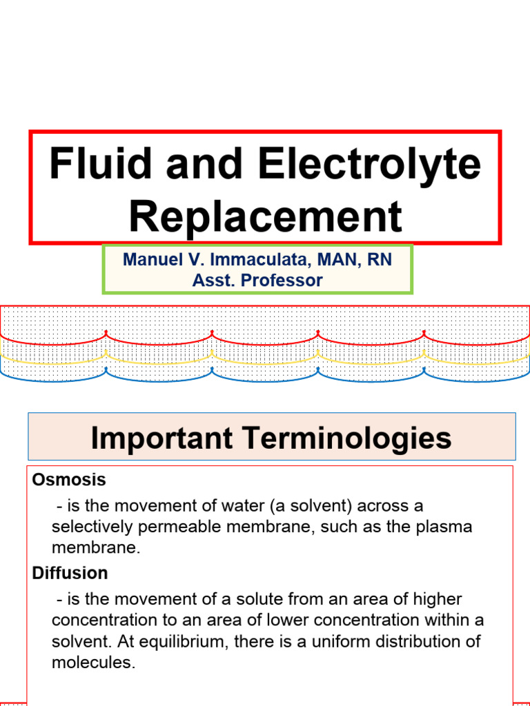 Fluid and Electrolyte Replacement | PDF | Platelet | Intravenous Therapy