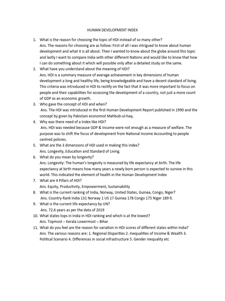 Human Development Index | PDF | Human Development Index | Economies