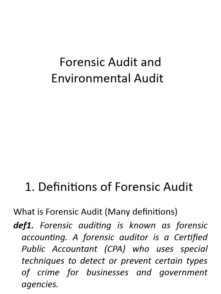 Forensic Audit and Environmental Audit | PDF