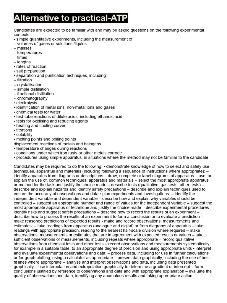Alternative To Practical - ATP | PDF | Experiment | Observation