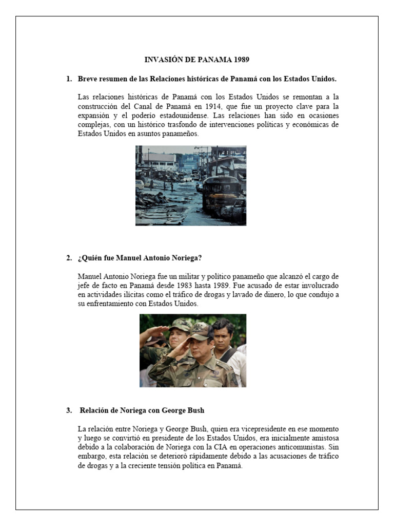 Invasión de Panamá: Contexto y Consecuencias | PDF | canal de Panama ...