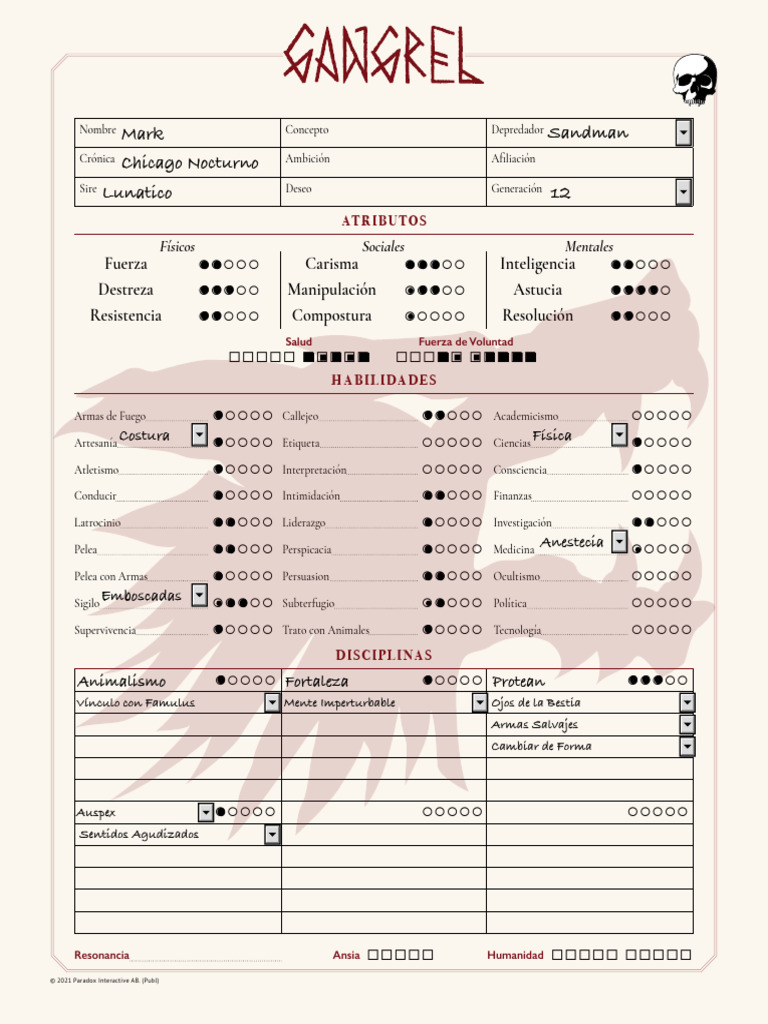 Gangrel V5 Editable | PDF