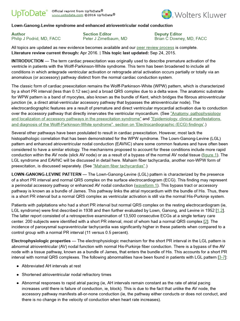 Lown-Ganong-Levine Syndrome and Enhanced Atrioventricular Nodal ...